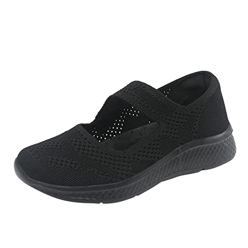 FASDNENDYS Womens Shoes Solid Color Casual Shoes Woven Hollow Breathable Fashion Flat Slip On Womens Sneaker Boots 9 Black