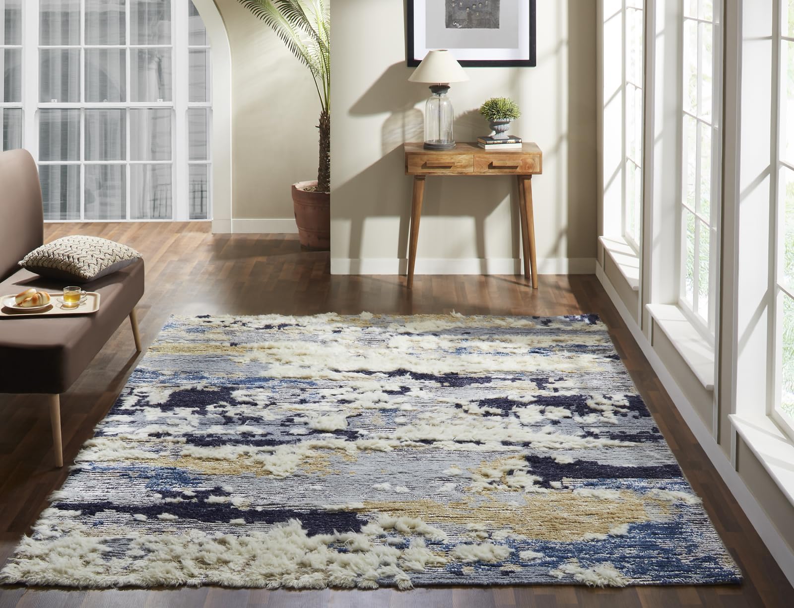Kalaty Polaris PO-015 912 Feet, Blue Tones Area Rug, 8'6" x 11'6"