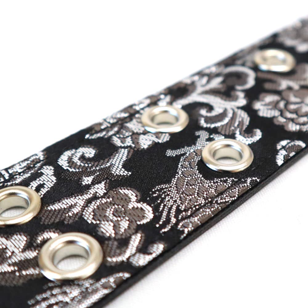 COCOLUCK Men's Japanese & Kimono Gold Brocade Belt (43.3in (110cm), Dragon Silver)