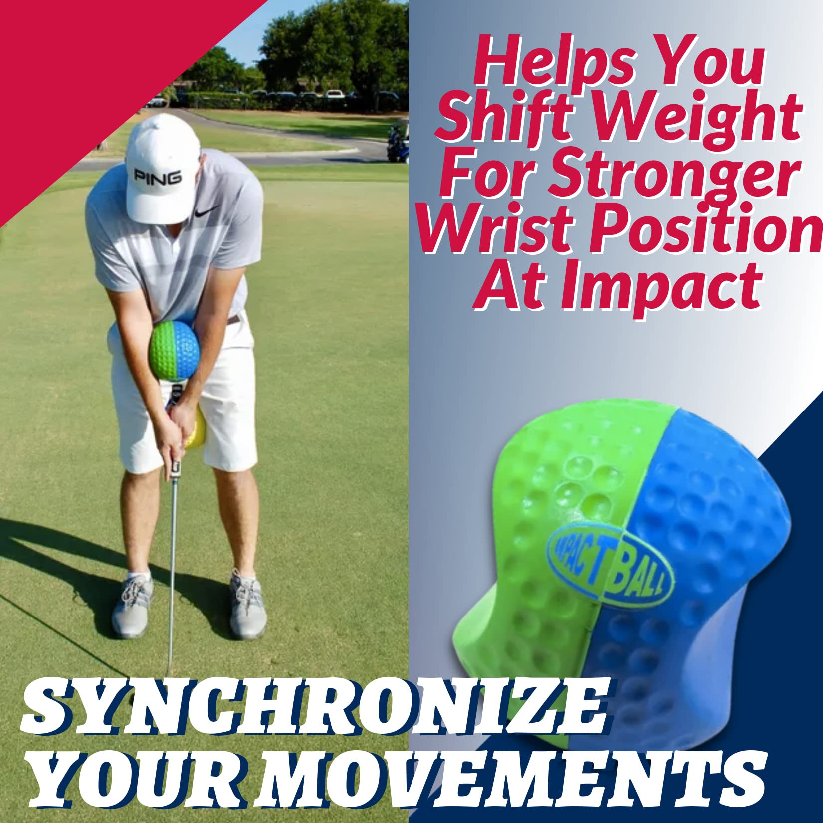 Covey Sports Impact Golf Ball Golf Swing Trainer Aid - (Small, Medium, & Large) - Golf Training Aid Equipment Balls for Improved Swinging, Chipping & Putting, Bundled Bag (Small (Orange/Blue))