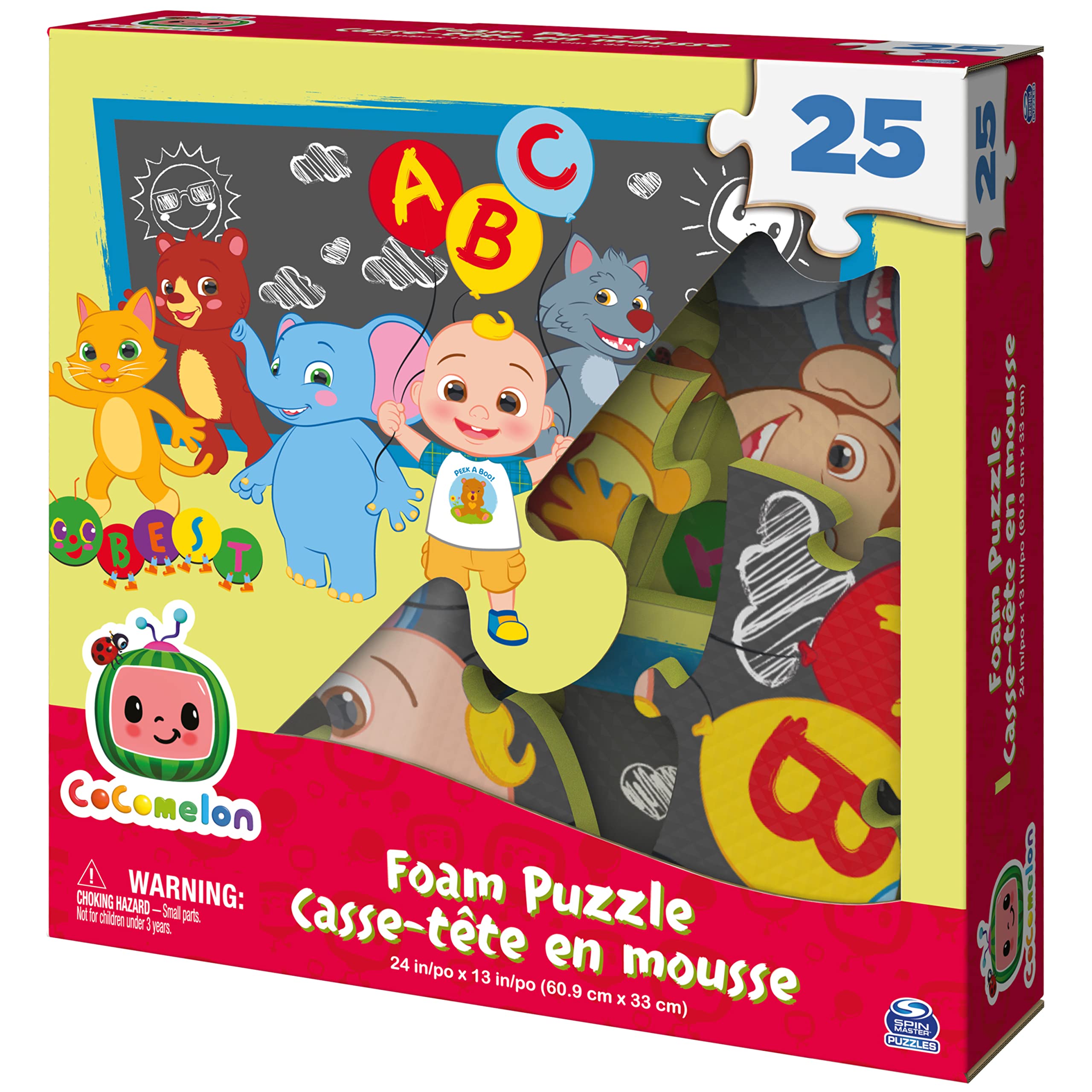 Cocomelon, 25-Piece Jigsaw Foam Squishy Puzzle ABC Best Friends JJ & Animals Musical Show, for Kids Ages 4 and up