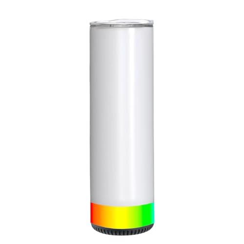 HAYINS 20 oz Bluetooth Sublimation Printed Speaker Tumbler Straight Skinny Double Wall With Lid (sublimation black)