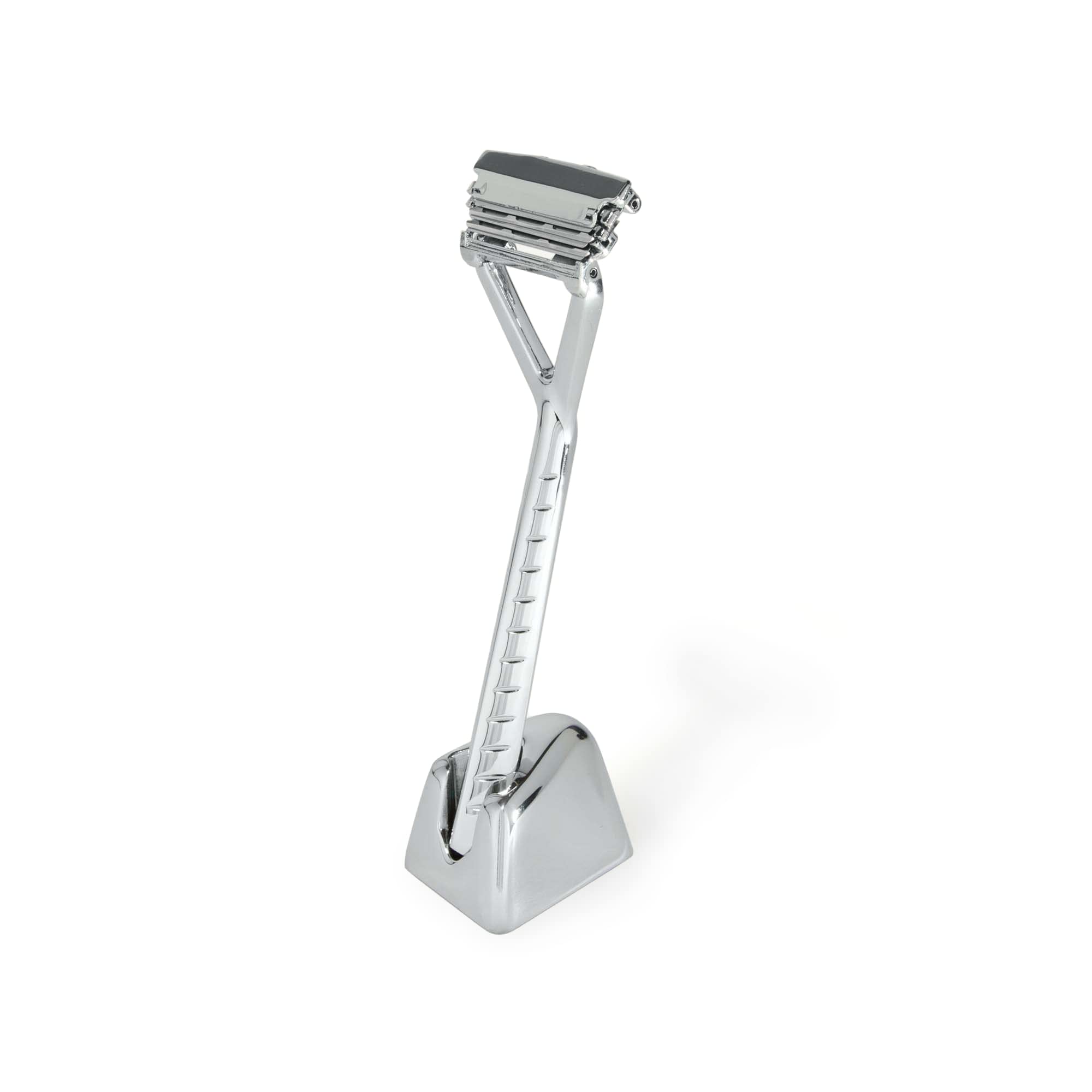 Leaf Shave | The Leaf Razor Stand, Chrome - Weighted Metal Razor Stand with Non-Slip Grip