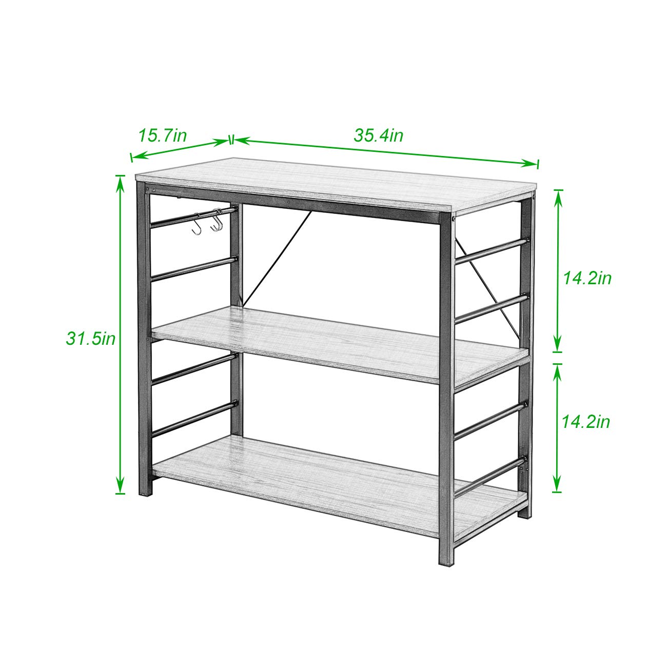 DlandHome Microwave Cart Stand, Kitchen Baker's Rack Utility Storage Shelf Microwave Stand for Spice Rack Organizer Shelf, LD-MR01BK