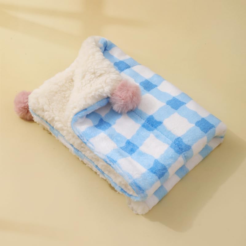 Little Pillow for Cats Puppies Ultra Soft Fluffy Pet Calming Toy Half Donut Cuddler for Joint Relief Sleeping Improve Machine Washable Blanket Set-Yellow