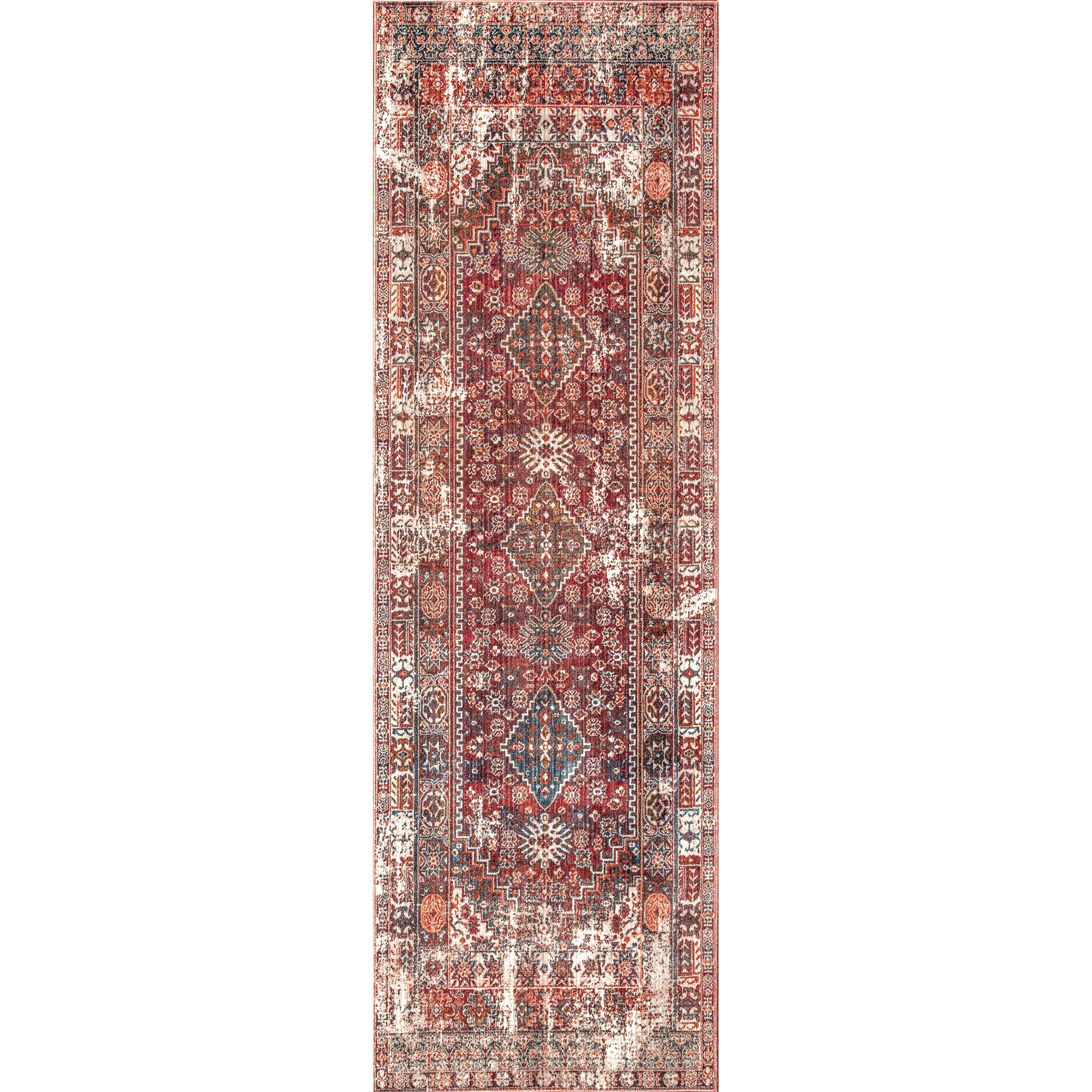 nuLOOM 2' x 6' Fringed Performance Indoor Area Rug, Power Loomed, Easy Clean, Durable, Non-Shed, Farley Rust