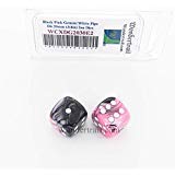 Wondertrail WCXDG2030E2 Black and Pink Gemini Dice with White Pips 20mm (3/4in) D6 Pack of 2