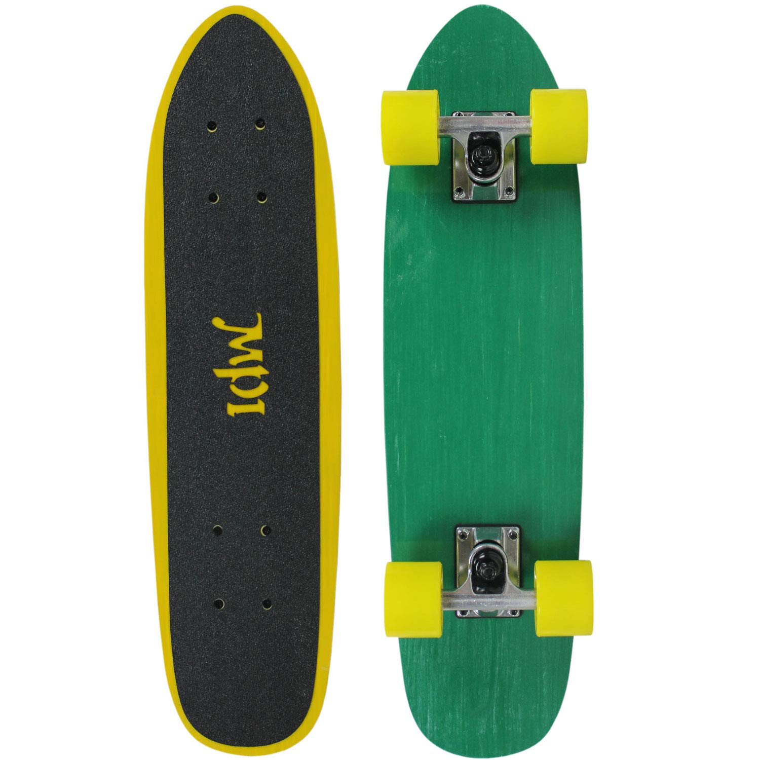 Complete Vintage Skateboard MPI NOS Fiberglass Green/Yellow 6.75" x 25.25"