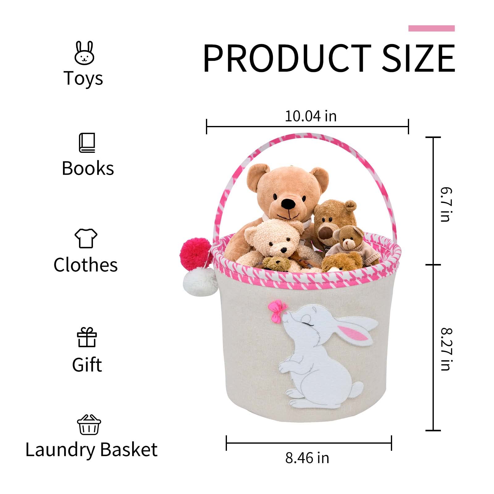 Cute Basket Storage, Empty Canvas Basket Bin with Handles, Collapsible Storage Organizer, Large Foldable Bucket Bags for Boys & Girls, Clothes, Toys, Gift Basketsā¦