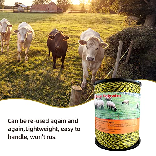 GGTYHAO Electric Fence Polywire Upgraded 1722 Feet,525 Meter,6 Stainless Steel Strands for Reliable Conductivity and Rust Resistance,Portable Electric Fence Rope
