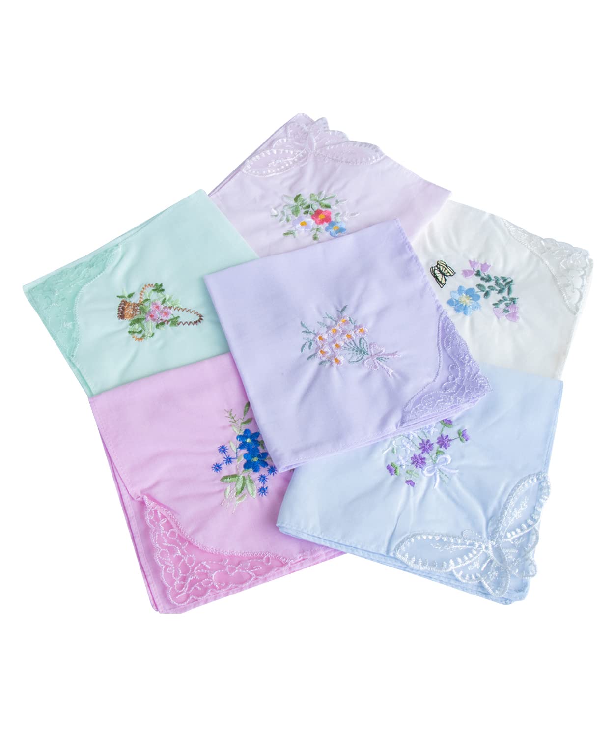 CoCoUSM Womens Handkerchiefs Lace Embroidered Cotton Handkerchiefs Bulk