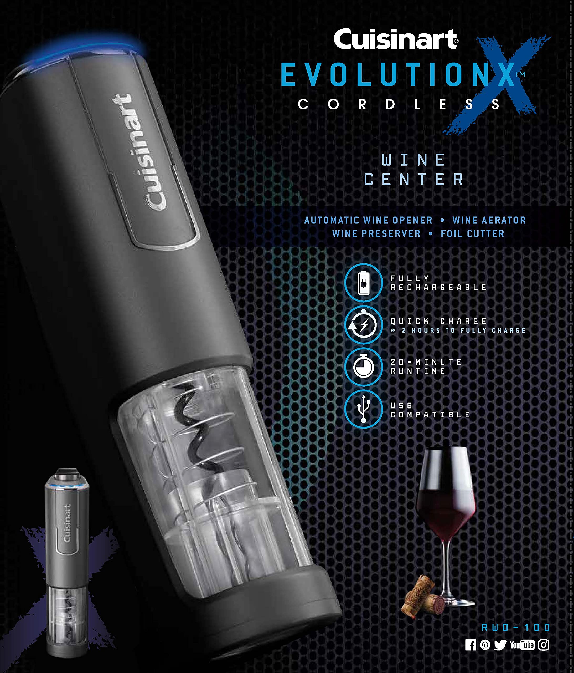 Cuisinart RWO-100 EvolutionX Cordless 4-in-1 Wine Opener
