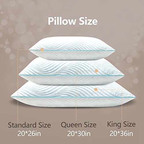 Smilereve Pillows Queen Size Set of 2 Cooling Memory Foam Pillows for Sleeping Adjustable Firm Pillow for Back and Side Sleeper