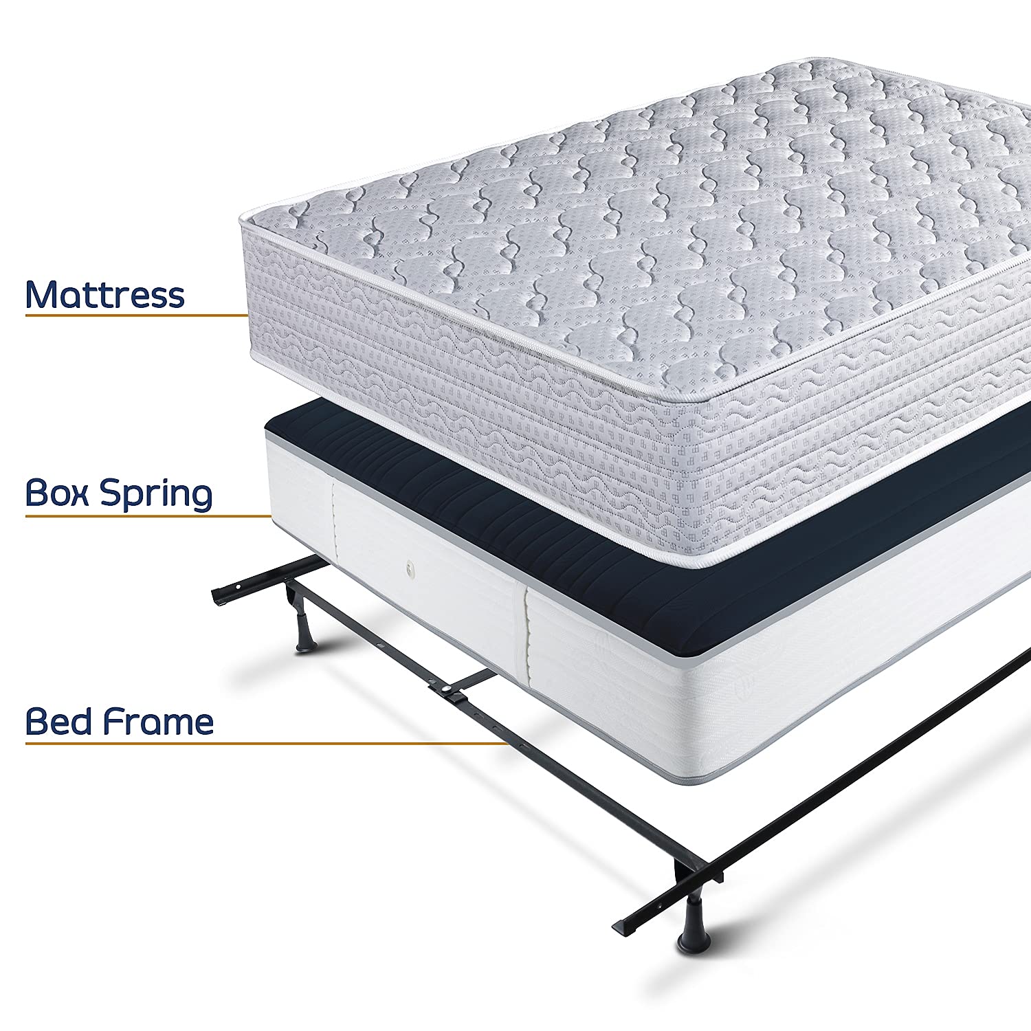 Clara Clark Adjustable Bed Rails - Metal Adjustable Bed Frame with Bed Center Support Leg - 5.25โ H Low Bed Frame - Expands from Twin Size Bed Frame to Full Bed Frame, Metal Queen Bed Frame, Black