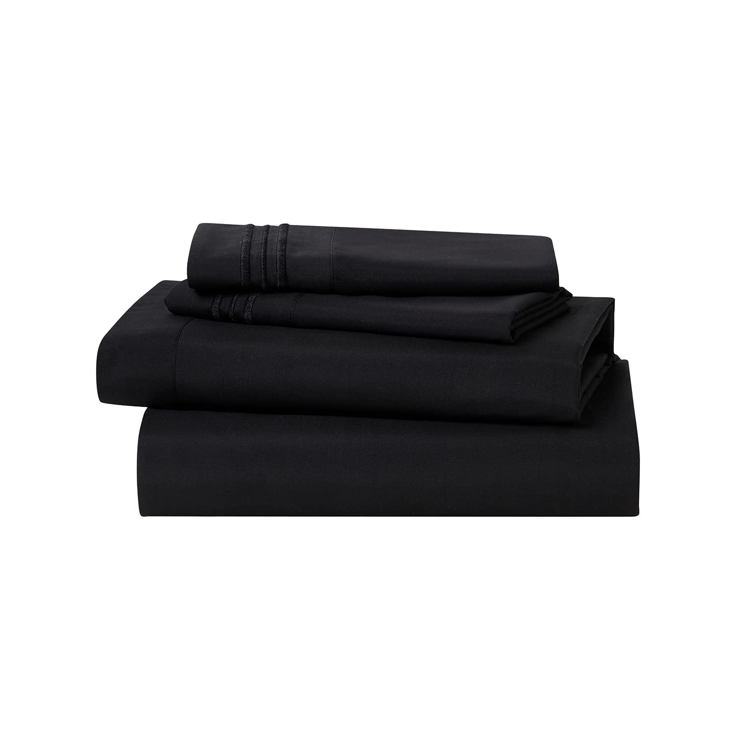 Clara Clark Bed Sheets, Premier 1800 Series 4 Piece Bed Sheet Set, Deep Pocket, Wrinkle, Fade, Stain Resistant, Luxury Soft Bedding Sheets & Pillowcases, Full, Black
