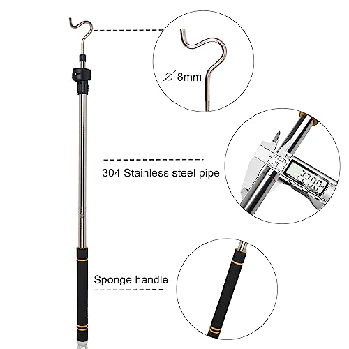 Greeily 2 Pcs Clothing Hook Poles Telescopic Adjustment it is Light and can Extend from 35" to 65" with 4.7 "Hook and Sponge Handle.