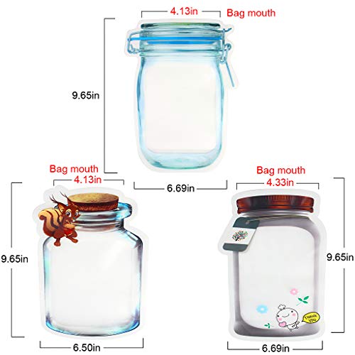 KELYDI Reusable Ziplock Bags, 10 Packs Mason Jar Zipper Bags Portable Leak-proof Plastic Food StorageĀ Pouch Bag for Snack Sandwich Nuts Biscuits Travel Picnic Camping