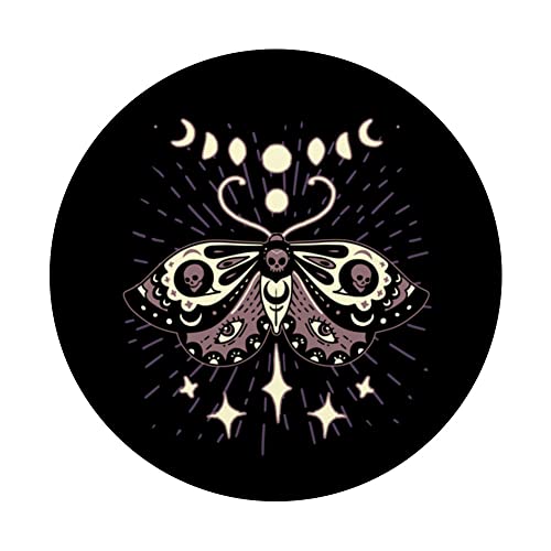 Witchy Luna Moth Moon Phases Goth Occult Wiccan Insect Lover PopSockets Swappable PopGrip