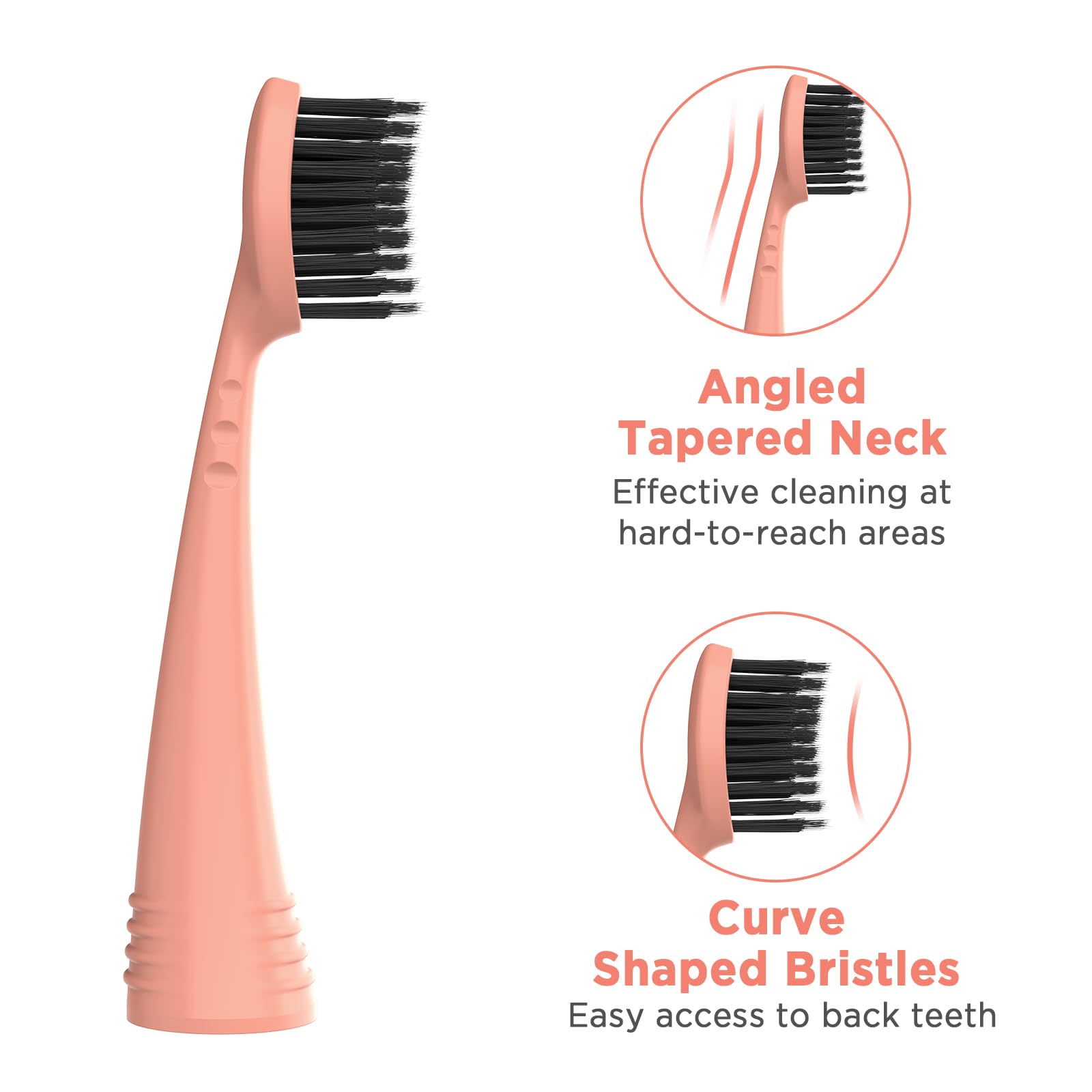Replacement Toothbrush Heads with Covers for Burst (8 Count, Black)