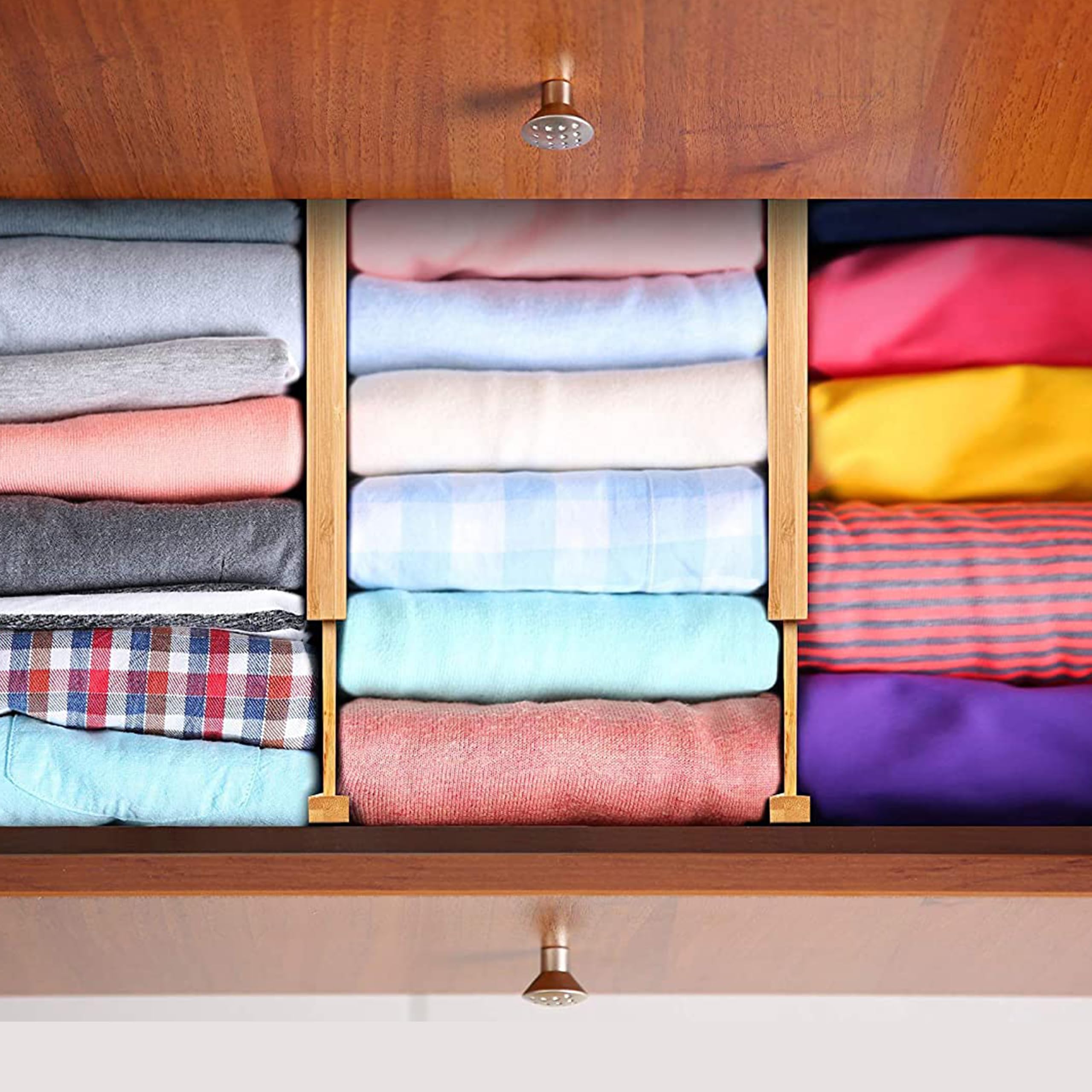 Homemaid Living Bamboo Drawer Dividers Adjustable & Expandable, Kitchen Drawer Organizer, Ideal for Silverware Drawer Organizer, Dresser Drawer Organizer or Bedroom & Bathroom Drawer Organizer (8pk)
