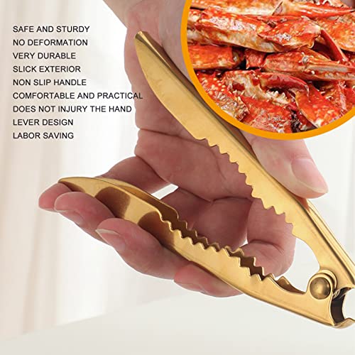 Safe Non Slip Handle Robust Stainless Steel Nutcracker Chestnut Walnut Opener Clip, Gold Crab Cracker for Kitchen Home Seafood Knives Specialty Knives