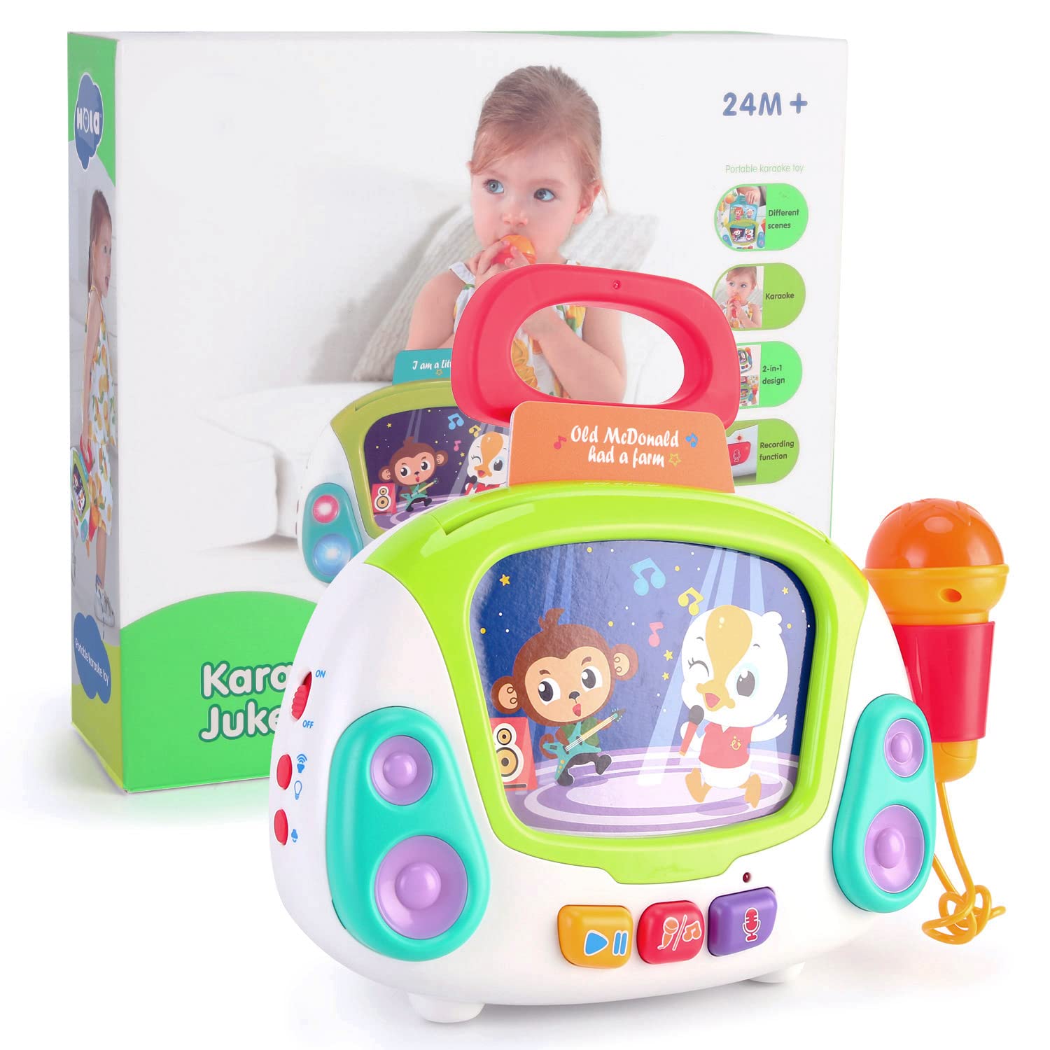 Musical Toys Jukebox Karaoke Singing Machine | Baby Music Story Time Box w/Microphone | Player with Recording & Voice Changing Function | Early Development Educational Toys for Kids
