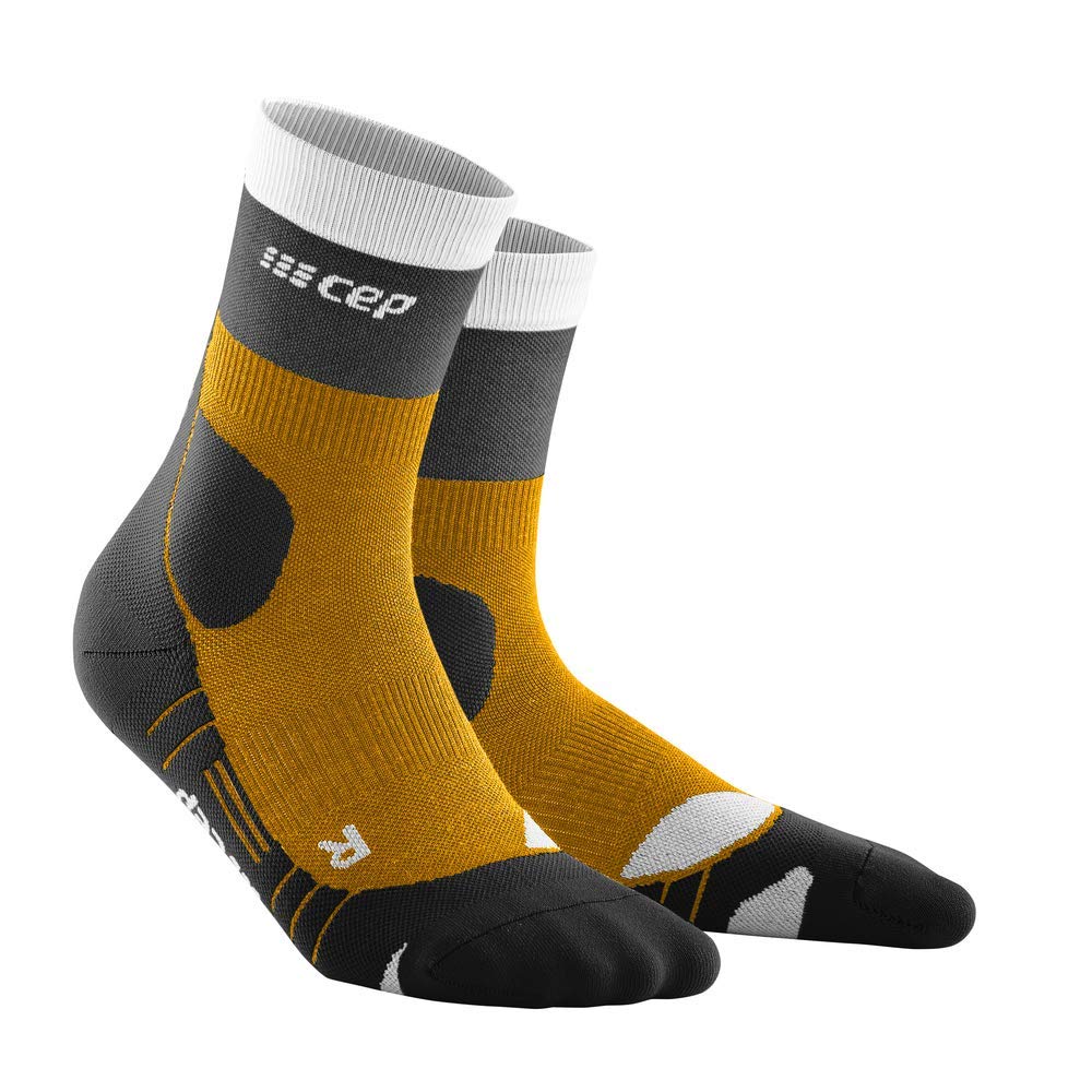 CEP Light Merino Wool Hiking Mid-Cut Socks, Sungold/Black, Women, IV (LG)