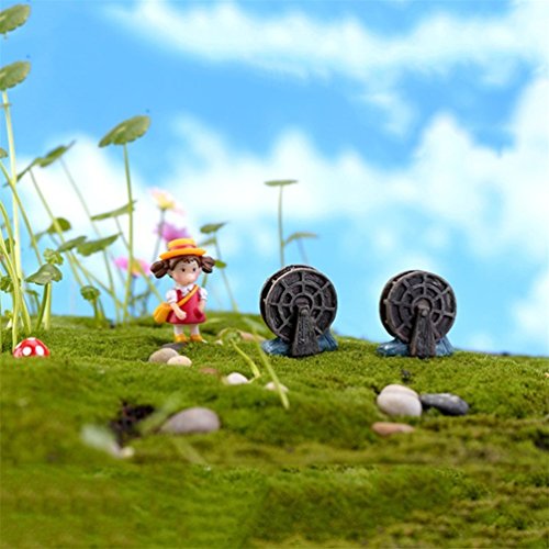Floralby Fairy Garden Ornament, 2 Pcs Miniature Waterwheels Micro Landscape Bonsai Fish Tank DIY Decor