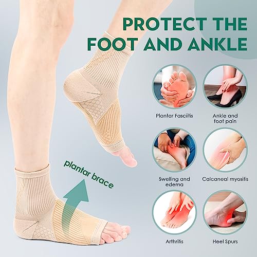 SIATELOO Ankle Brace Compression Socks For Women & Men,2 Pair, Plantar Fasciitis Sleeves with Foot Arch Support Reduces Swelling & Heel Spur Pain(as1, alpha, l, regular, regular,Gray and pink)