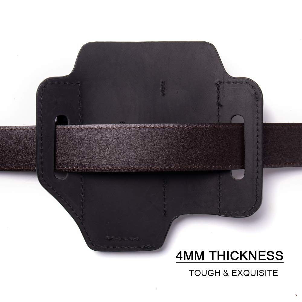 Gentlestache Belt Sheath, Practical EDC Leather Belt Organizer with Multitool Pouch, Flashlight/Pen Holder and Keychain Clip for Men Black