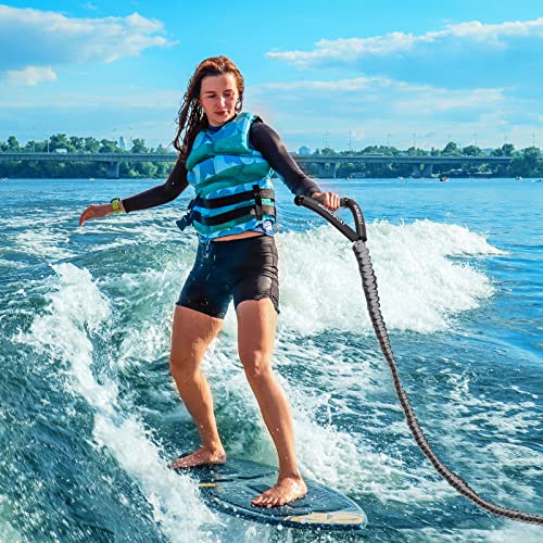 MUMUBOAT 25ft Wakesurf Rope with EVA Handle, 6 Sections Floating Watersport Ropes for Surfing (Grey & Black)