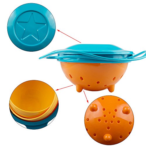 Song Qing Magic Gyro Bowl 360 Degree Rotate Spill-Proof Bowls with Lid Plastic Creative Dishes Practice Feeding Bowls