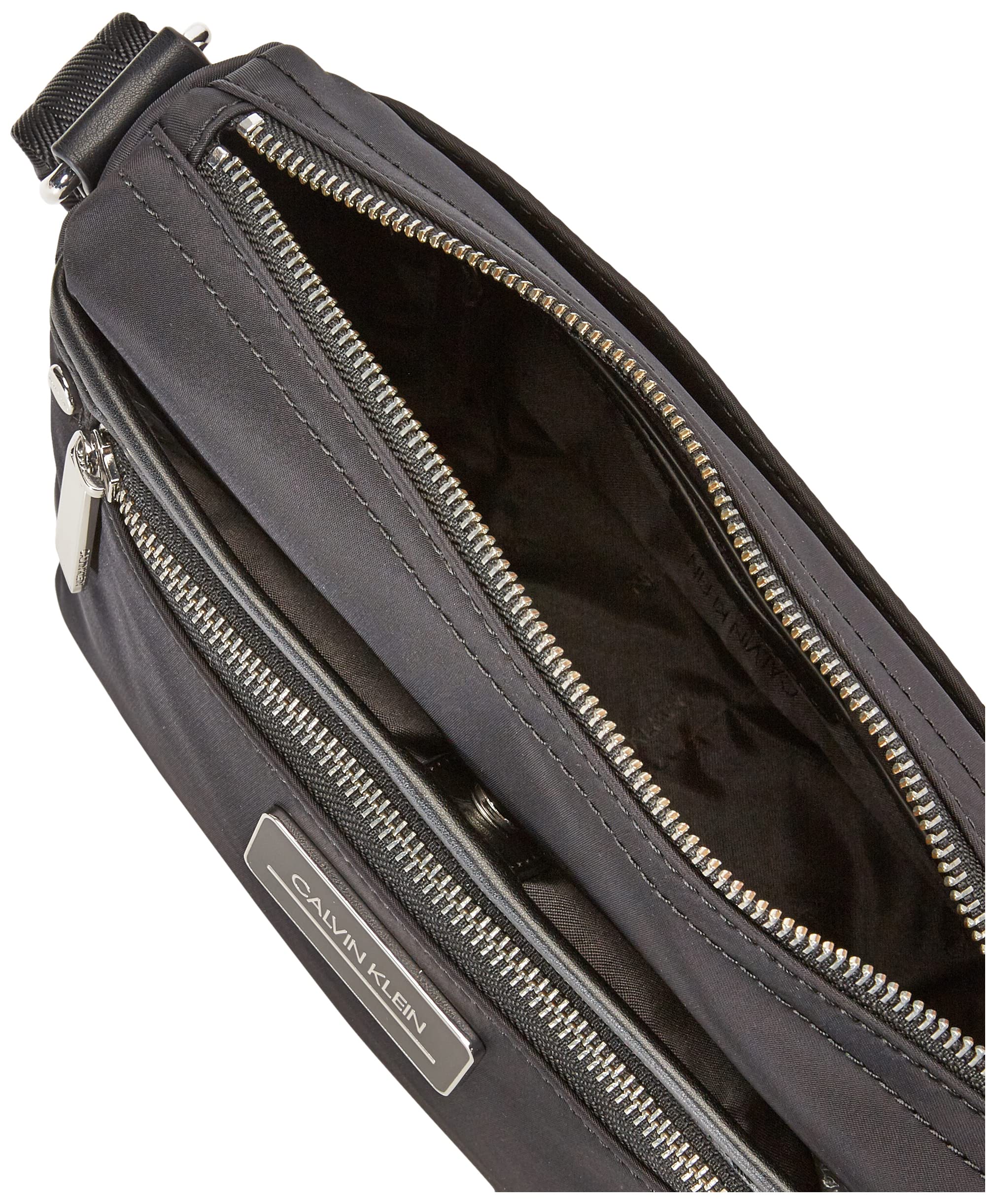 Calvin Klein Sussex Nylon Top Zip Crossbody, Black/Silver