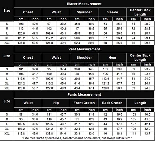 COOFANDY Mens Slim Fit 3 Piece One Button Business Wedding Prom Suits Blazer Tux Vest & Trousers Black X-Large