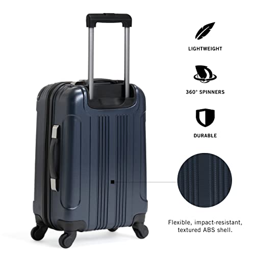 KENNETH COLE Out of Bounds Lightweight Durable Hardshell 4-Wheel Spinner Cabin Size Travel Suitcase, Navy, 3-Piece Set (20", 24", & 28")