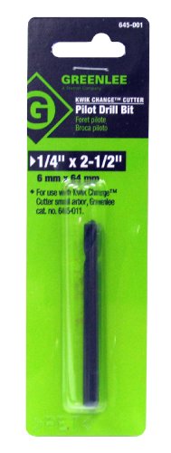 Greenlee 645-001 ¼ Inches x 2-1/2 Inch Pilot Drill used with Sizes 5/8-Inch Diameter Through 2-1/4 Inches Diameter Hole Cutters