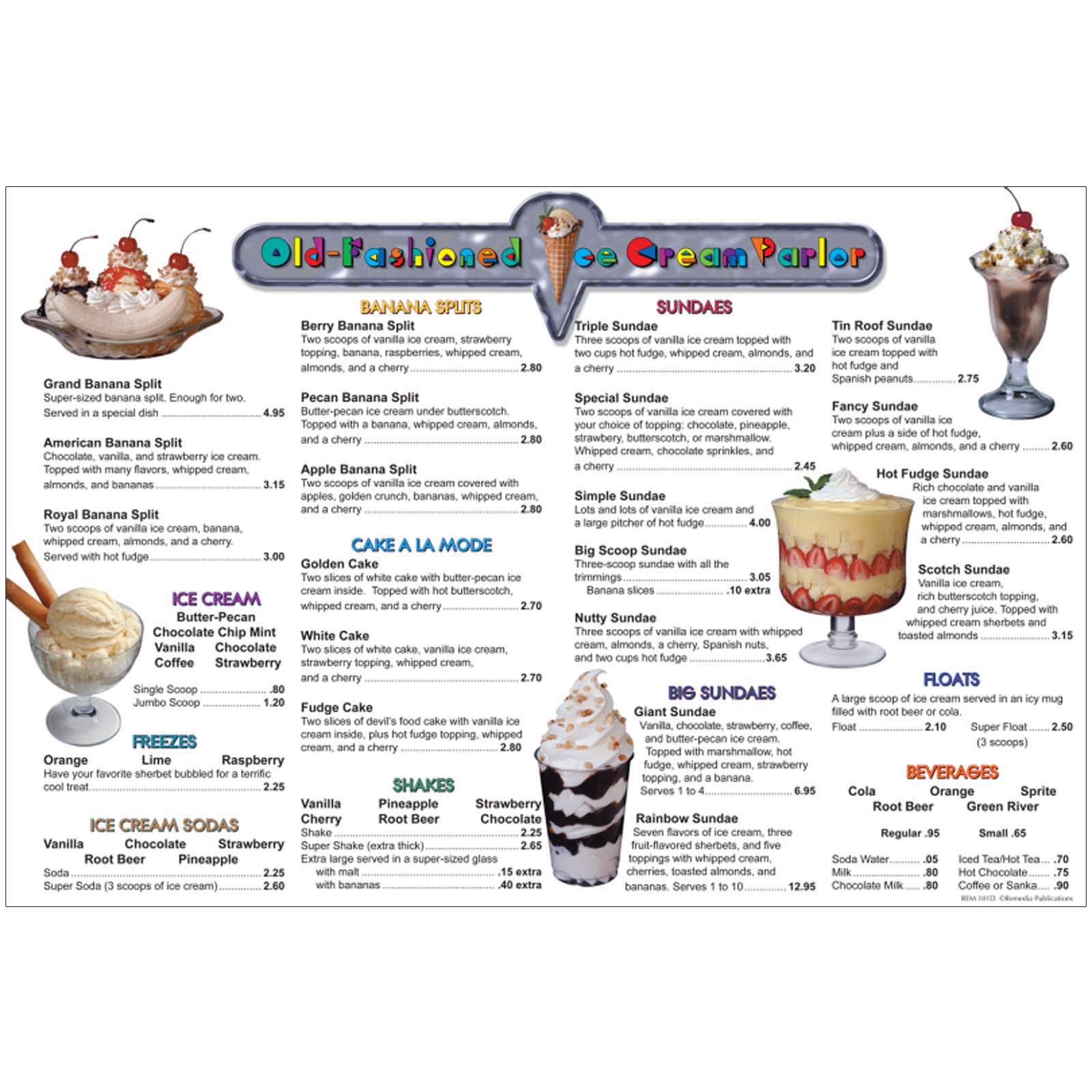 Remedia Publications REM101D Menu Math: Old Fashioned Ice Cream Parlor, 6 Extra Menus, 0.24 Height, 8.35 Wide, 11.1 Length (6 per Package)