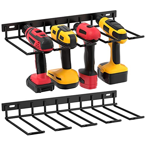 SOOANGEL Power Tool Storage Organizer, Tool charging station, Drill Charging Station Garage Organization& Storage,Heavy Duty Floating Tool Shelf for Workshop Shed Pegboard (2 Pack)