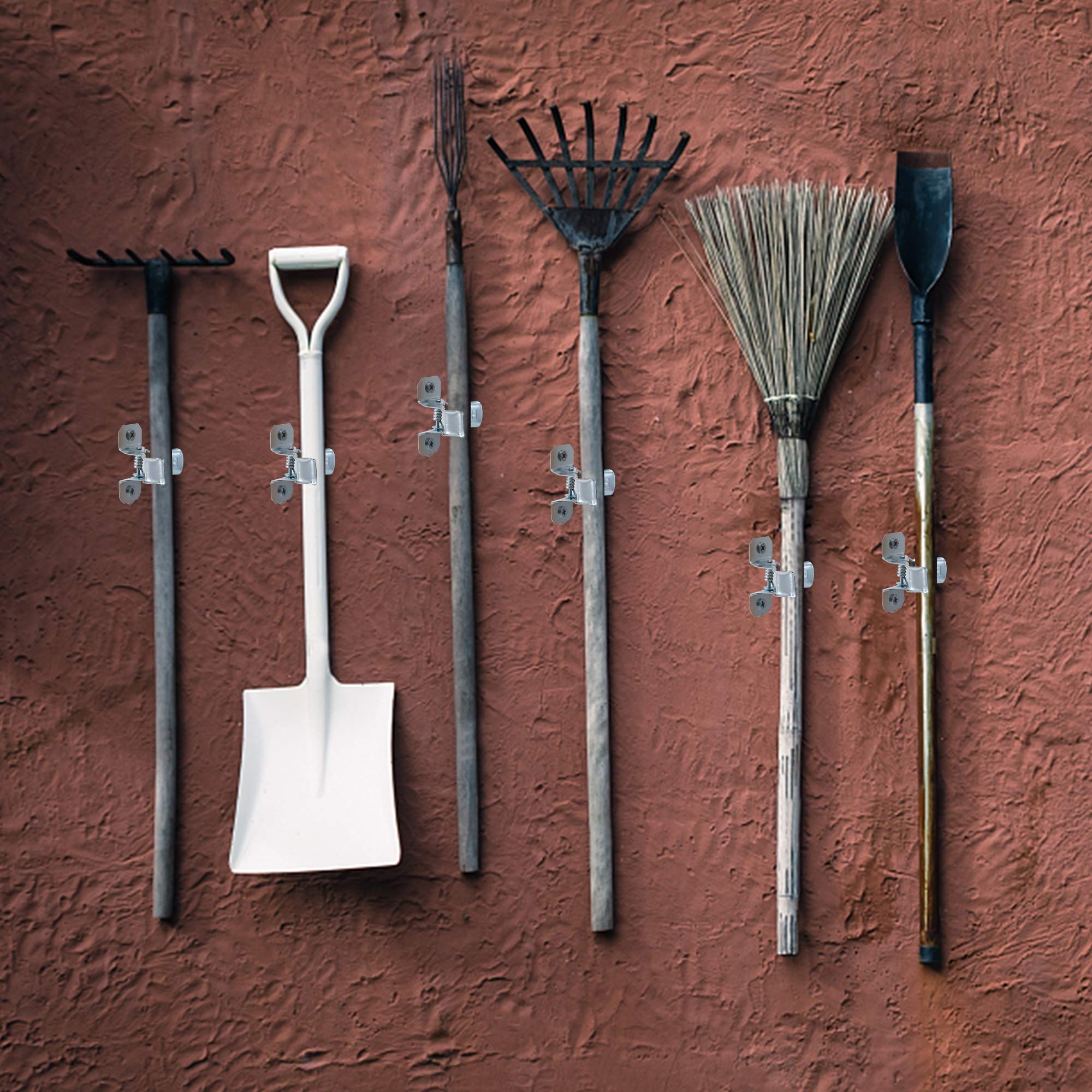 Shovel Holder, Mop and Broom Holder Heavy Duty Metal Wall Mounted Broom Utility Hooks Tool Hanger for Warehouse, Garden,Sheds,Garage -14PACK