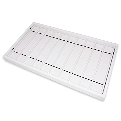 CuteBox Company White Plastic Tray (14.75β x 8.25β x 1β) with 10-Bar Compartments White Wooden Tray Insert for Jewelry Storage, Organization, Merchandise, Display