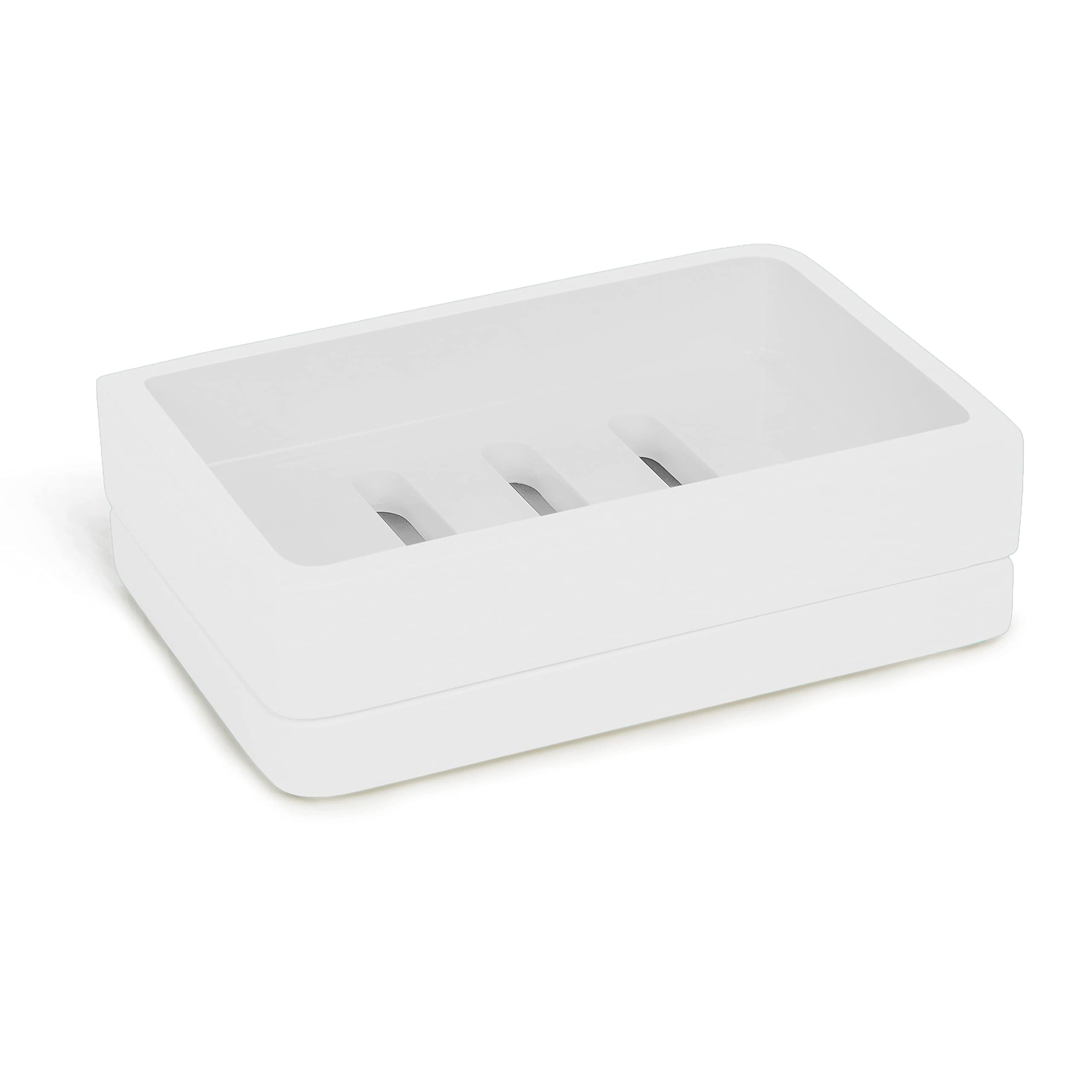 Kassatex Lacca White Open-Top Plastic Trash Basket