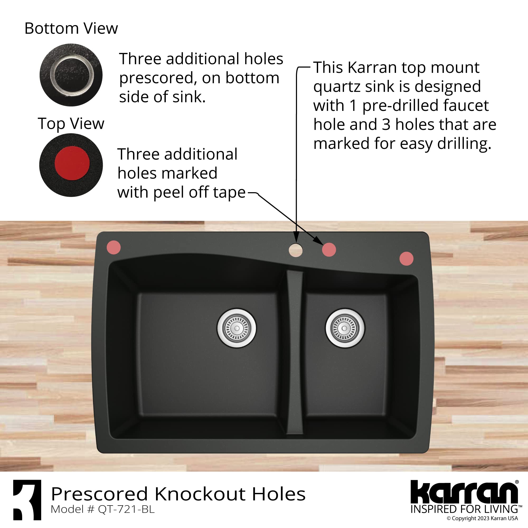 Karran QT-721 Drop-In Quartz Composite 34 in. 1-Hole 60/40 Double Bowl Kitchen Sink in Bisque