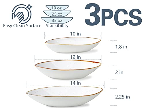 ONEMORE Large Serving Bowls and Platters Bundle - Microwave, Oven and Dishwasher Safe - Creamy White