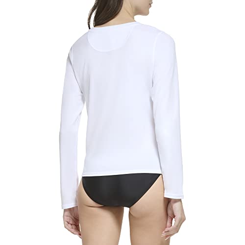 Calvin Klein Women's Standard Long Sleeve 40+ Protection Moisture Wicking UPF Top, WHITE