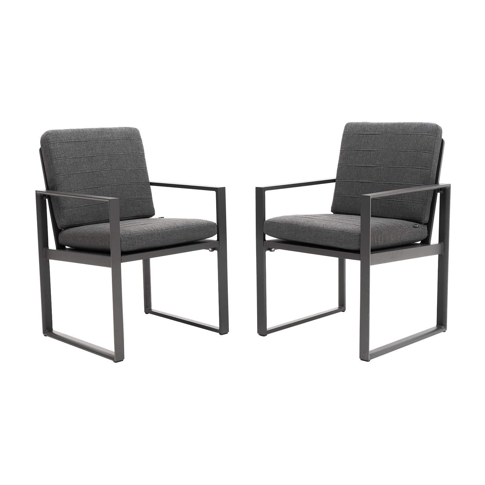 LebenLiebe Patio Dining Chairs Set of 2 Outdoor Dining Chair with Armrests and Cushions Aluminum Outdoor Furniture Armchairs Bistro Chairs,Dark Grey