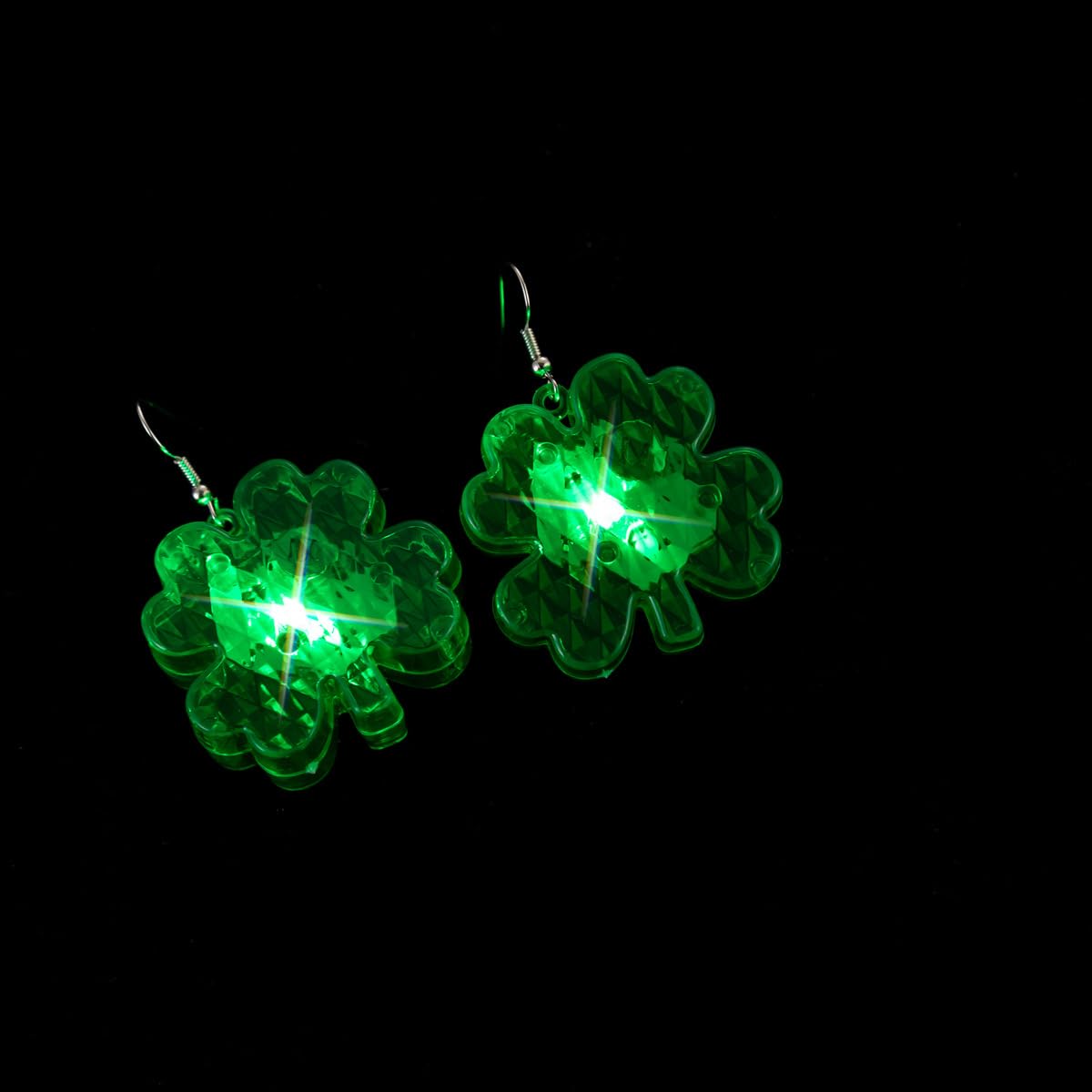Fashion Lucky Clovers LED Lights Drop Dangle Earrings for Women Hook Hoops Earring (Shamrock)