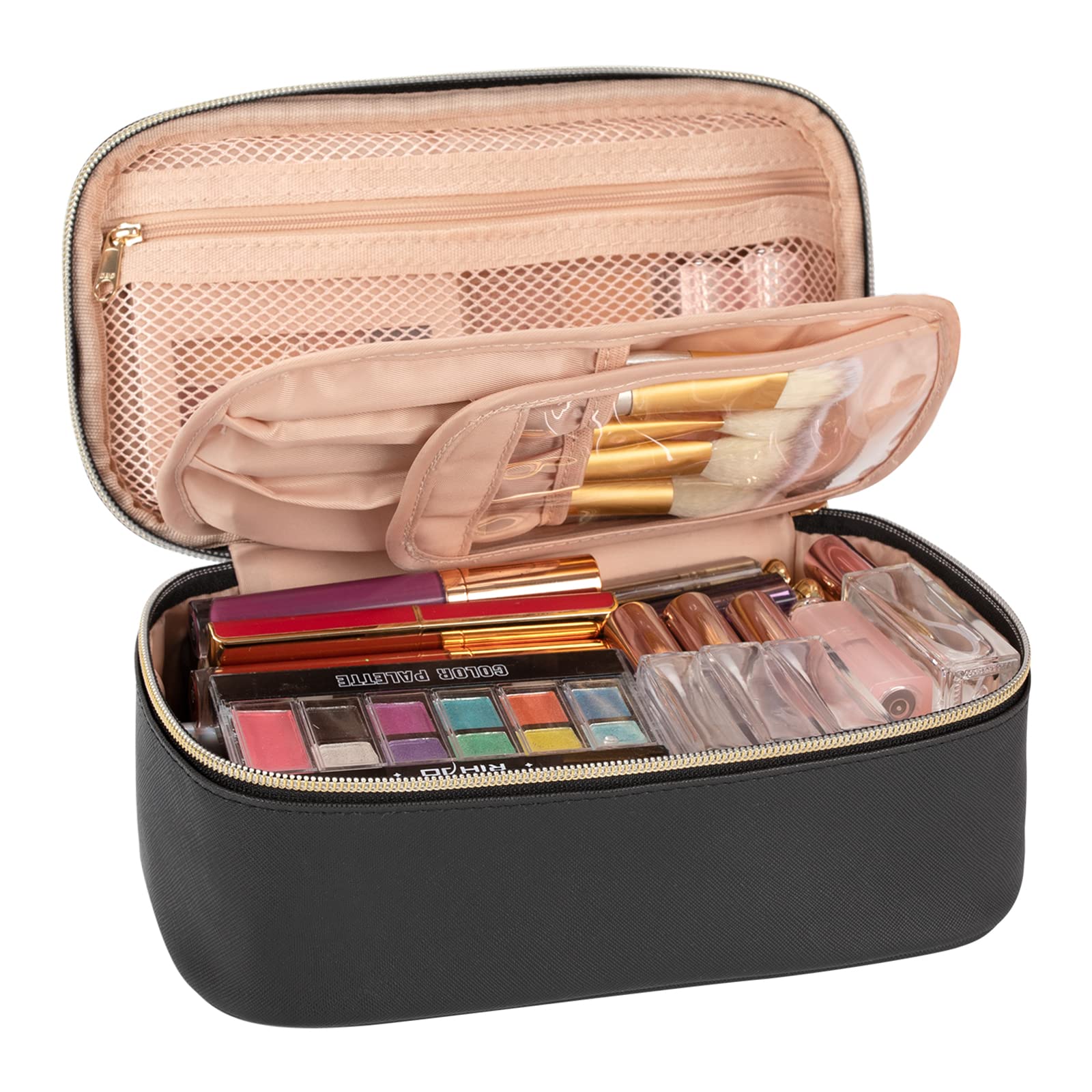 OCHEAL Clear Makeup Bags Small Cosmetic Bag Portable Cute Transparent Travel Makeup Bag with zipper for Women and Girls Cosmetics Toiletries storage Organizer Pouch-Rose Gold