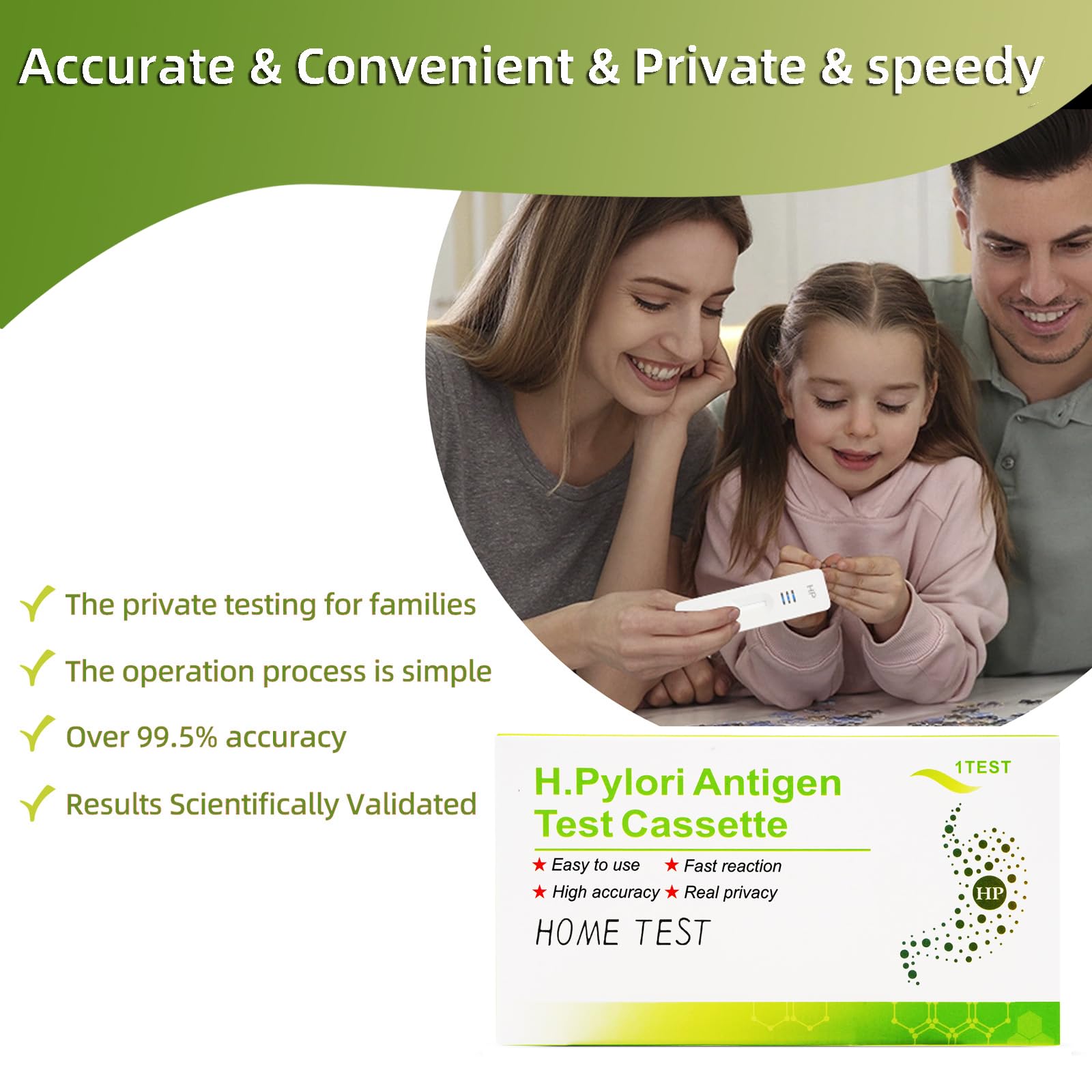 Helicobacter Pylori Stool Test Kits, H. Pylori,h. Pylori Stool (Antigen)10-15 Minutes of Quick Home Testing, The Result is Highly Accurate, Easy to Read and use,2 Test