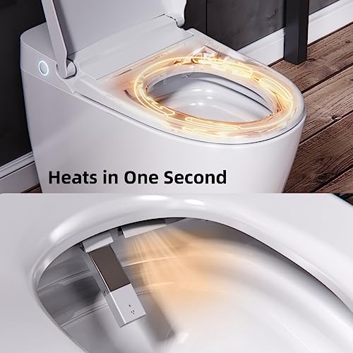 ELLAI Smart Toilet with bidet function, One-piece Toilet with Auto-Flush, Warm Water, Air Drying Function, Heated Seat, LED Nightlight, Includes Remote Control …