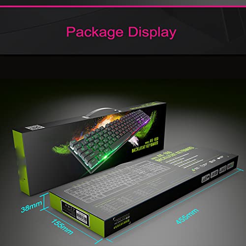Gaming Keyboard Wired USB Interface Cool Lighting 104 Keys Waterproof Multimedia Keys for Gaming Office,Black